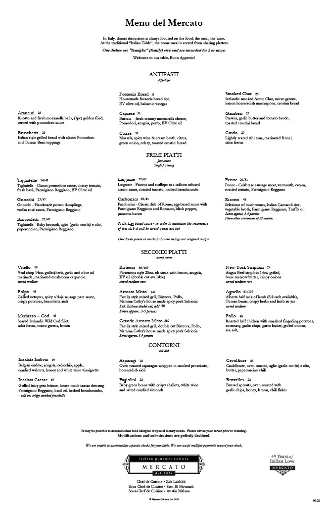 Mercato | Restaurant | Calgary, AB | (403) 263-6996